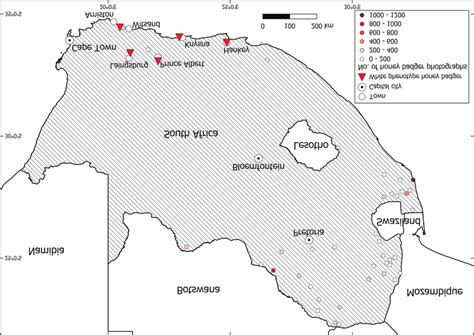Map Indicating Locations Of White Phenotype Honey Badger Records Red