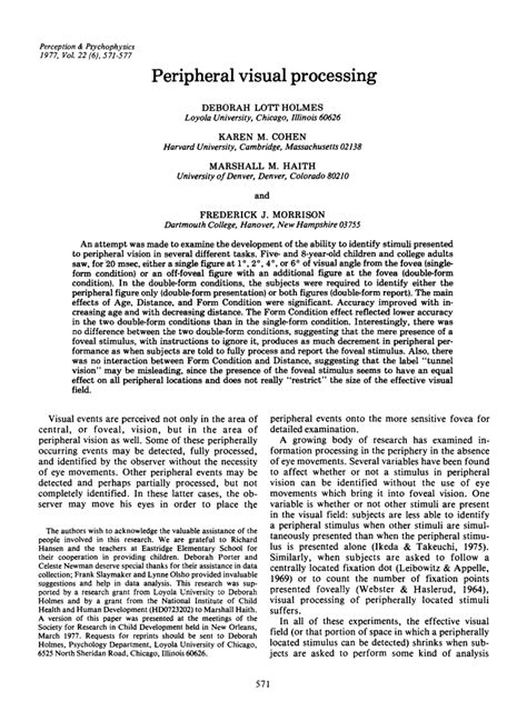 Pdf Peripheral Visual Processing