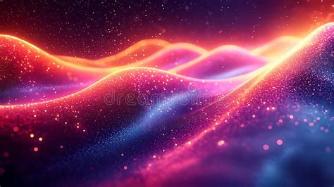 Vibrant Flowing Waves With Glowing Lights And Sparkling Particles