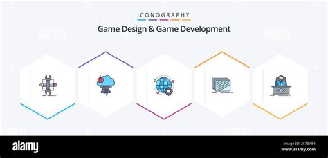 Game Design And Game Development 25 Filledline Icon Pack Including Layout Design Special