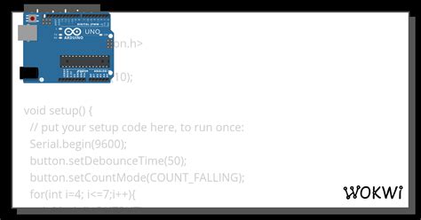 Blinking LED By Count By Pressing Button Wokwi ESP32 STM32 Arduino Simulator