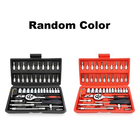 46pcs Chrome Vanadium Socket Set Tool Box Set Ratchet Spanner Wrench Shopee Malaysia