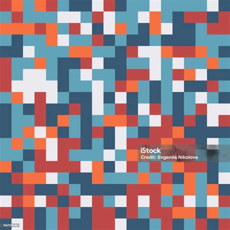 무작위로 색칠된 정사각형 요소의 추상적인 배경 디지털 위장 픽셀 원활한 패턴입니다 벡터 그림입니다 모자이크 벽지 배경 스톡 그림 픽셀 군용 여러 가지 빛깔의 질감 0명에