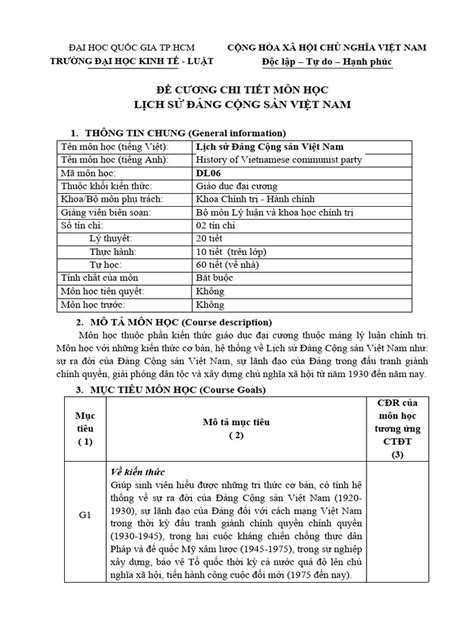 Đề Cương Lịch Sử Đảng Csvn Dl06 Pdf