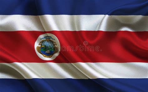 Costa Rican National Flag Featuring Vibrant Colors And Detailed Emblem