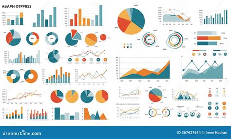 Various Data Visualization Elements Including Bar Charts Line Graphs And Pie Charts Royalty