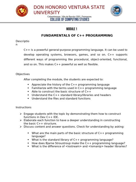 Lesson1 Fundamentals Of C Prog Pdf C C Programming Language
