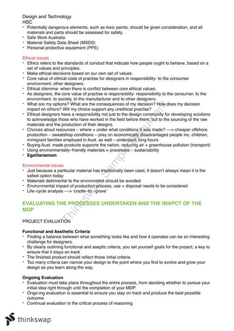 Hsc Design Technology Notes Year 12 Hsc Design And Technology Thinkswap