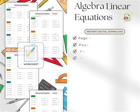 Linear Equations Printable Sheets Multi Step Equations