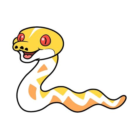 Premium Vector Cute Amelanistic Reticulated Python Cartoon