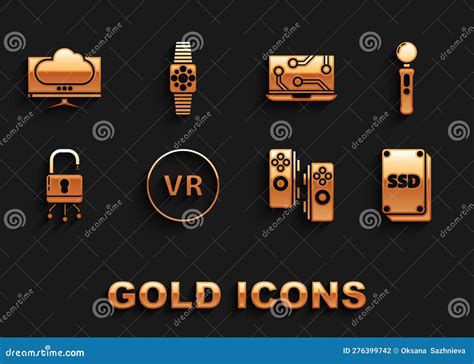 Set Virtual Reality Gamepad Ssd Card Lock On Digital Circuit Board Laptop Computer Monitor