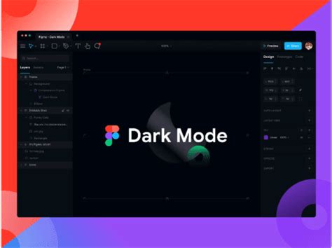 Figma App Dark Mode Template Freebies