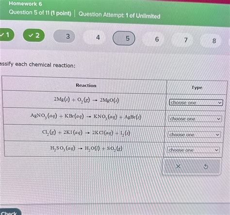 solved assify each chemical reaction