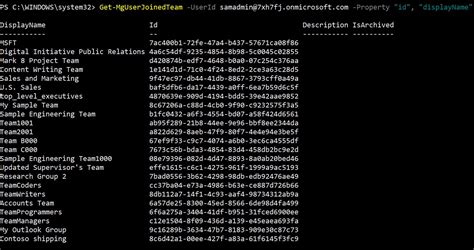 Using Get Mguserjoinedteam In Graph Powershell