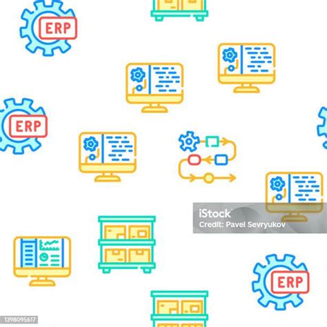 Erp 엔터프라이즈 리소스 계획 아이콘 세트 벡터 Cpu에 대한 스톡 벡터 아트 및 기타 이미지 Cpu 계획 공장 산업
