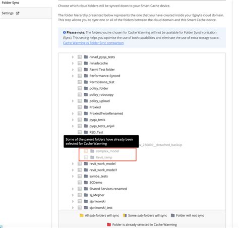 Restriction Preventing Same Folder Selection In Folder Sync And Cache Warming Egnyte