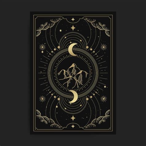 산 초승달 황금 신성한 기하학 프리미엄 벡터