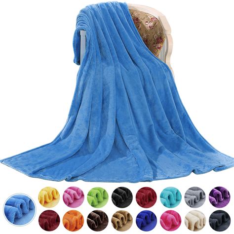 Howarmer Large Blue Fleece Throw Blankets, Throw Size Soft Fuzzy ...