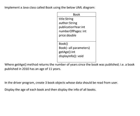 Solved Implement A Java Class Called Book Using The Below Chegg Com