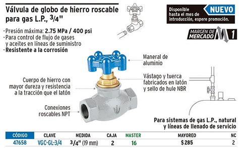 Válvula Globo De Hierro Para Gas Lp34 Foset Foset Vgc Gl 34
