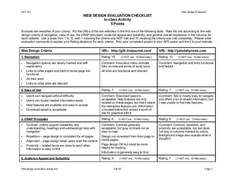 web design evaluation doc