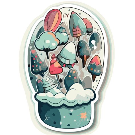 데스크탑 클립 아트에 대한 스노우 글로브 스티커 일러스트 디자인 벡터 고립 된 만화 겨울 장갑으로 스티커 디자인 상표 스티커 일러스트 Png 일러스트 및 벡터 에