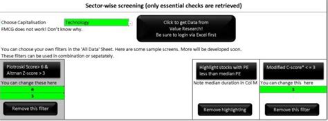 The Freefincal Excel Stock Screener