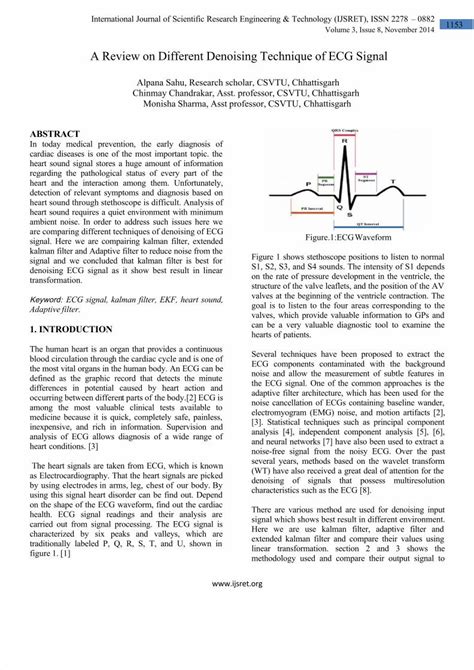 Pdf A Review On Different Denoising Technique Of Ecg Signal Dokumen
