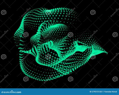 3d Dynamic Node Of Big Data Dots Science Wave Infinity Sinusoid Line From Particles Swirl Hill