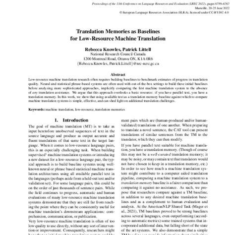 Translation Memories As Baselines For Low Resource Machine Translation Acl Anthology