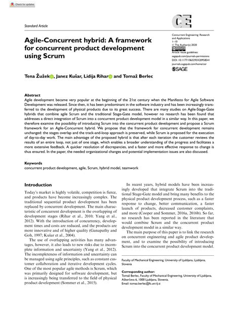 Pdf Agile Concurrent Hybrid A Framework For Concurrent Product Development Using Scrum