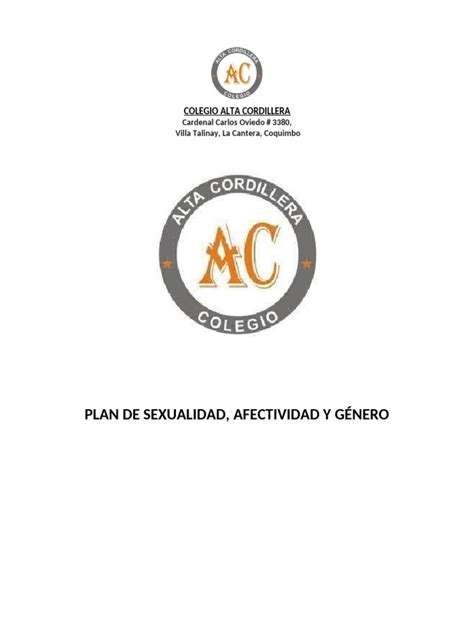 Plan De Sexualidad Afectividad Y Genero Pdf La Sexualidad Humana