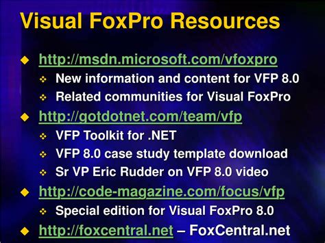 ppt microsoft ® visual foxpro ® 8 0 powerpoint presentation free