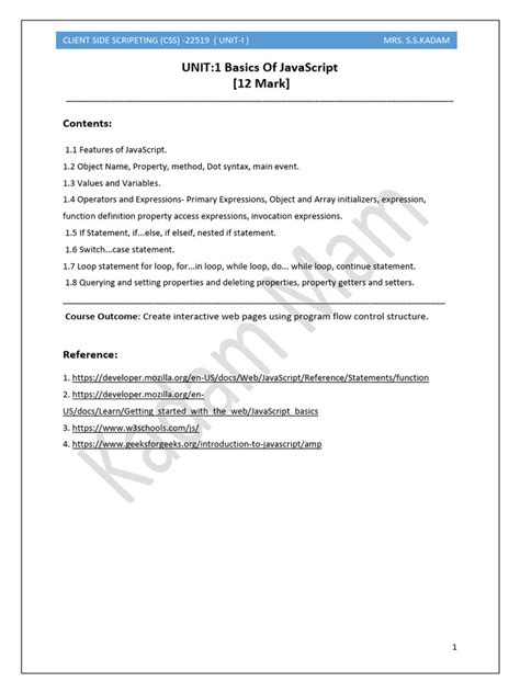 css notes of all unit pdf java script control flow