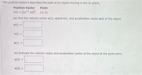 Solved The Position Vector R Describes The Path Of An Object Chegg