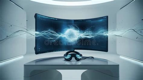 Futuristic Virtual Reality Interface Data Stream High Quality Image Stock Illustration