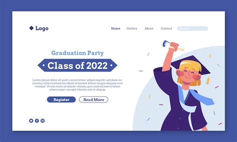 졸업 축하 방문 페이지 템플릿 무료 벡터