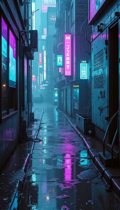 Free Neon Rain Alley Image Cyberpunk Neon Futuristic Download At