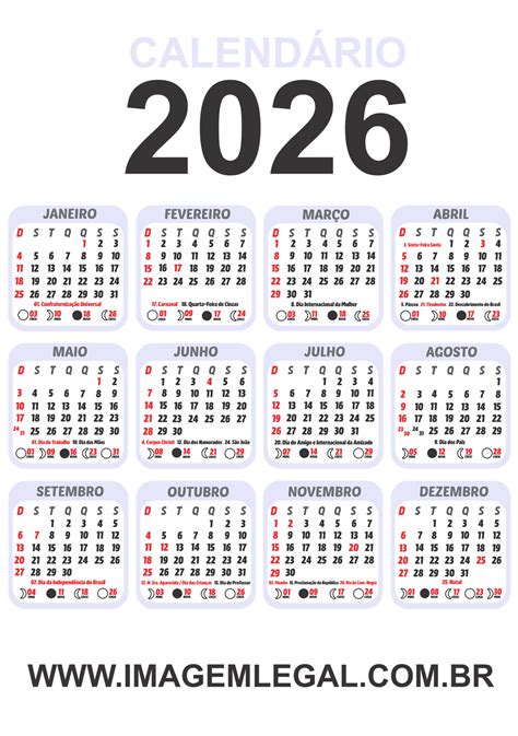 Calendário 2026 Png Lavanda Com Feriados Imagem Legal