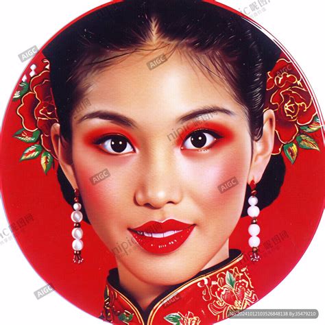 Ai创作图东方女性美女人物 女红中国元素 中式红衣美人女子 清代红妆 中国女孩图片 中式新娘插画 非物质文化化妆妆容 东方女性中国风 彩妆人物图 中式美女头像 女中国种族 中国传统古典美人