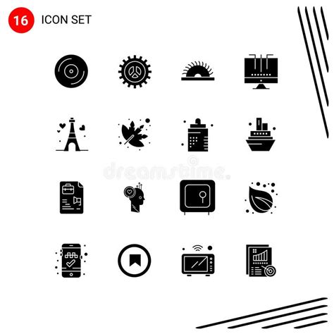 Stock Vector Icon Pack Of 16 Line Signs And Symbols For Optimization