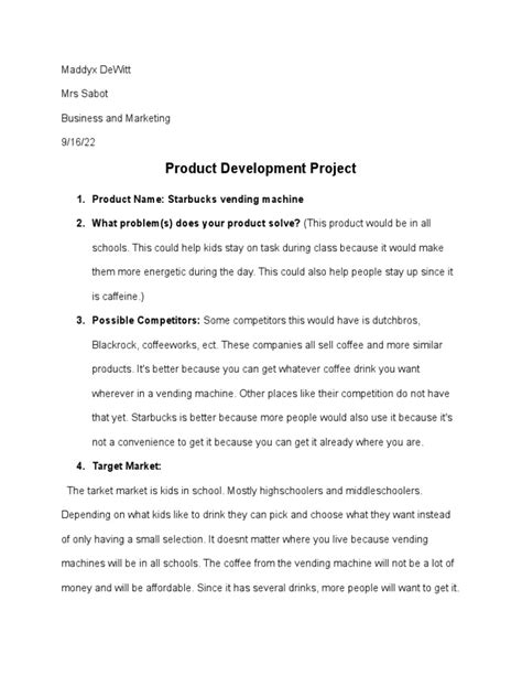 Product Development Project Pdf