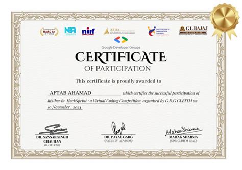 Hacksprint Hackthon Certificate Pdf