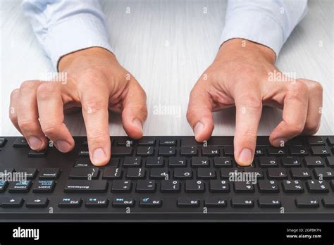 Businessman Using Computer Picture Of Man Hands Typing On Keyboard