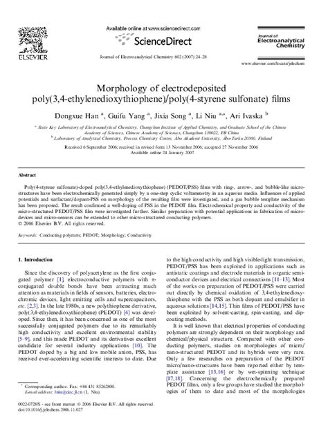 Pdf Morphology Of Electrodeposited Poly34 Ethylenedioxythiophene