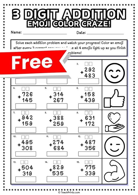 Free 3 Digit Addition With Regrouping Worksheets Teach Prints