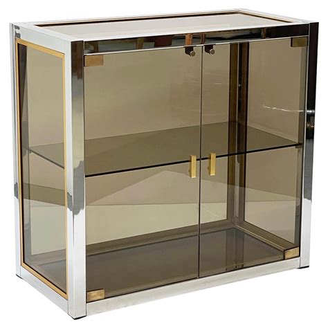 Spectacular Chrome Brass Glass Vitrine Cabinet Showcase At 1stdibs