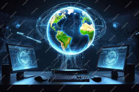 Premium Photo Cyber Security Innovation Concept With Digital Earth Planet On Hacker With