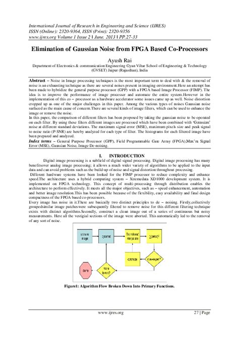 Pdf Elimination Of Gaussian Noise From Fpga Based Co Processors