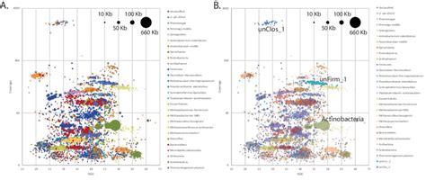 Visualization Of Gc Coverage And Size Of Assembled Contigs Generated Download Scientific